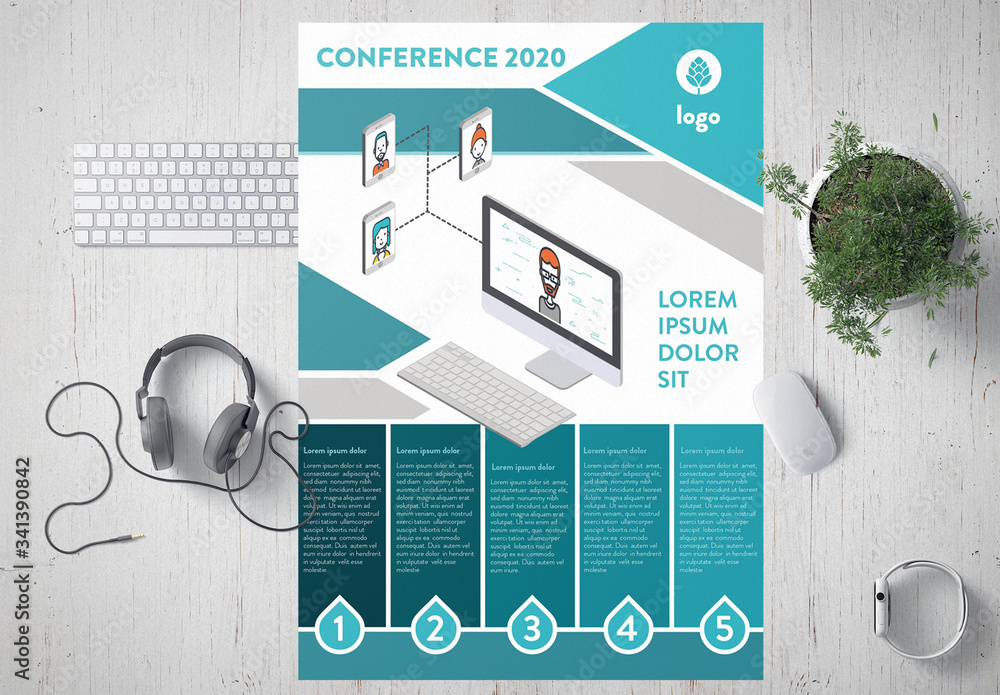 Video Conference Flyer Layout Stock Template | Adobe Stock