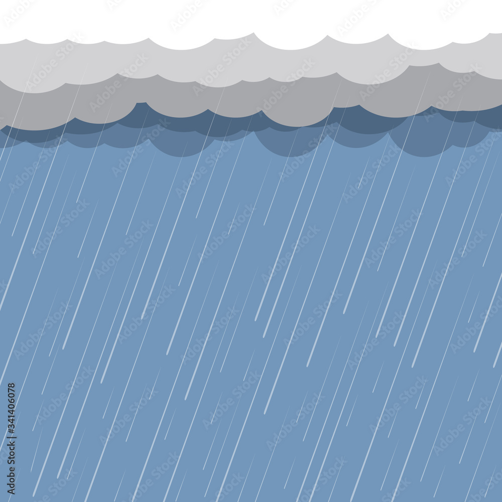 Cartoon cloud and rain, rainy season Stock Vector | Adobe Stock
