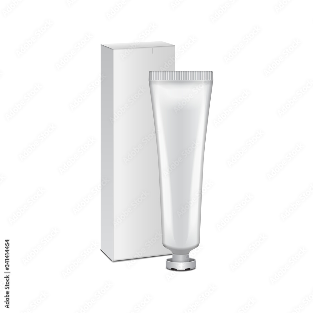 Mock up tube with white box - cream, gel, skin care, toothpaste. Ready ...