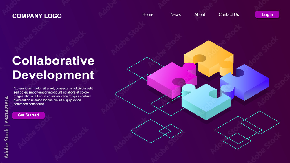 Collaborative development, isometric business concept vector. Color ...