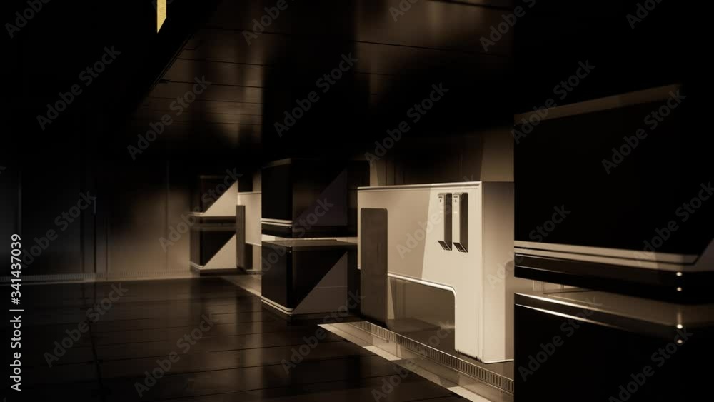 Science fiction interior in futuristic planet colony. Sci-fi scientific ...