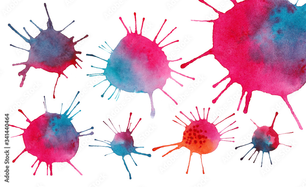 Watercolor. Spatter paint. Watercolor blots on paper. Stains of ...