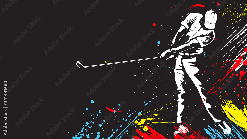 Golf player. Golf cap. Abstract isolated vector silhouette. Iink ...