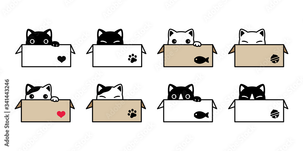 cat vector kitten icon calico box logo symbol cartoon character ...
