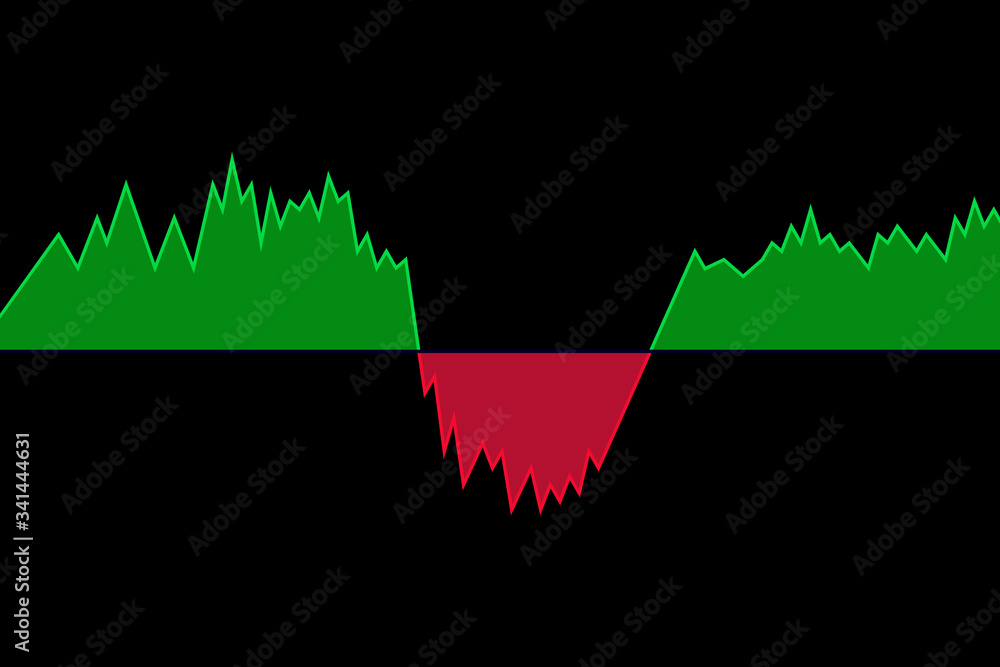 Line graph showing the rise and fall of stock market prices, vector ...