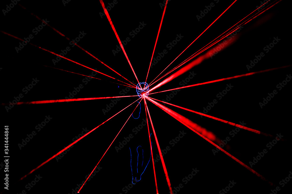 Laser show performance, dancers in suits with LED lamp, very beautiful ...
