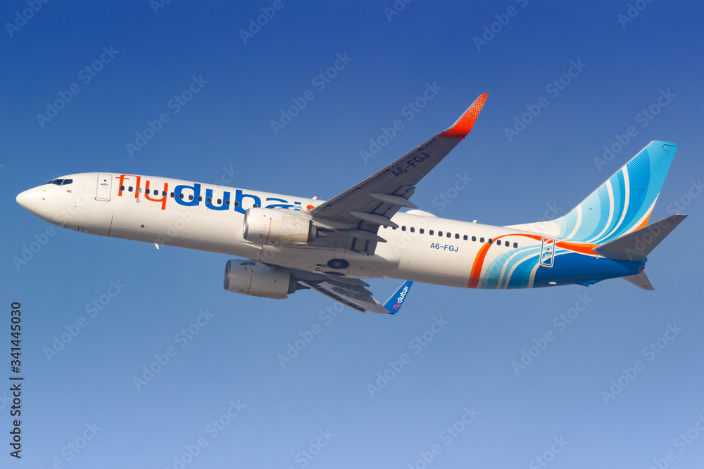 FlyDubai Boeing 737-800 airplane at Dubai airport Stock Photo | Adobe Stock