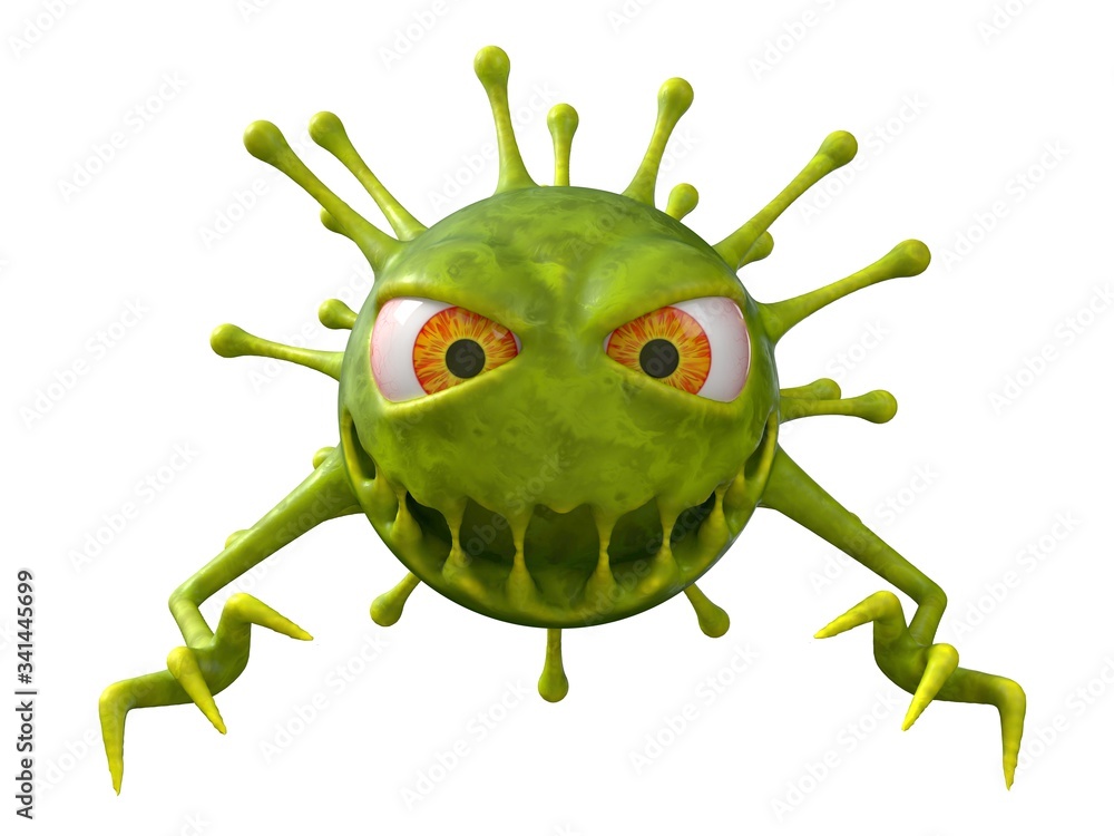 corona virus monster with arms. 3d illustration Stock Illustration ...