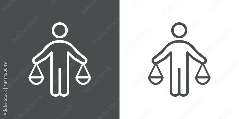 Símbolo de justicia y moral. Icono plano lineal hombre de pie como ...