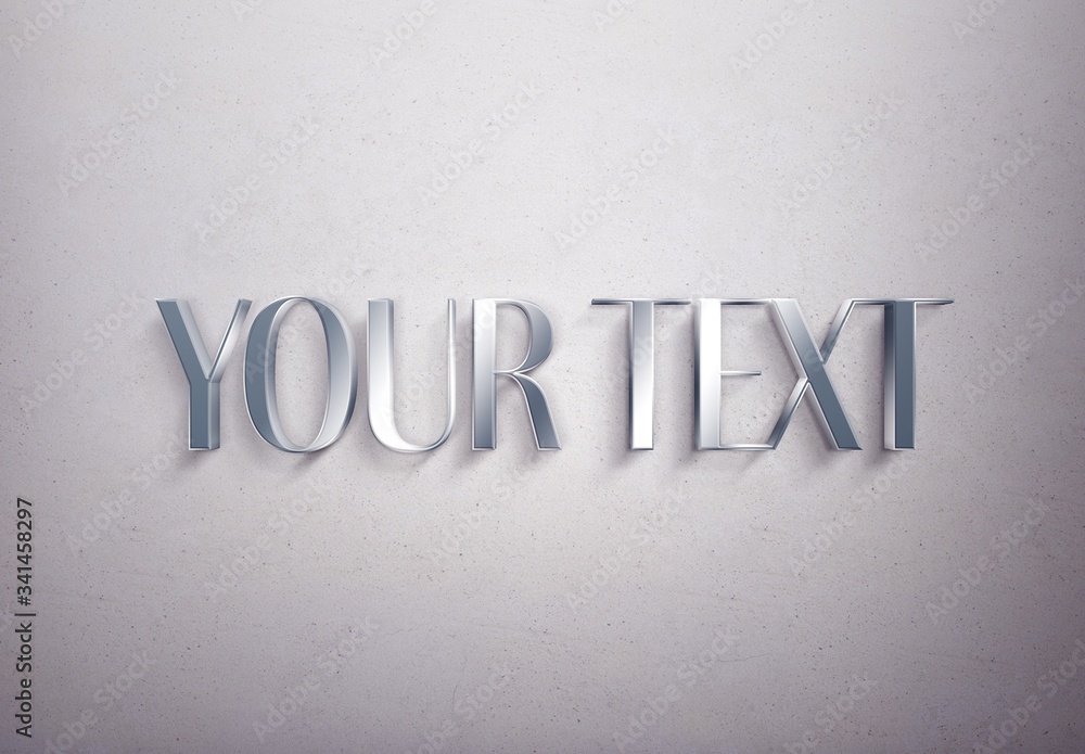 Metallic 3D Text Effect Style Mockup Stock Template | Adobe Stock