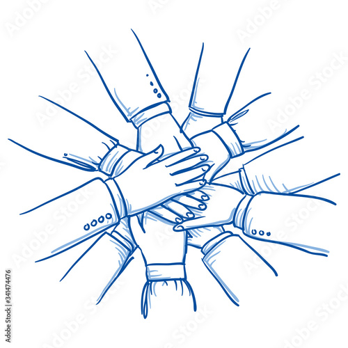 Stack of business hands, concept for teamwork, collaboration. Hand ...