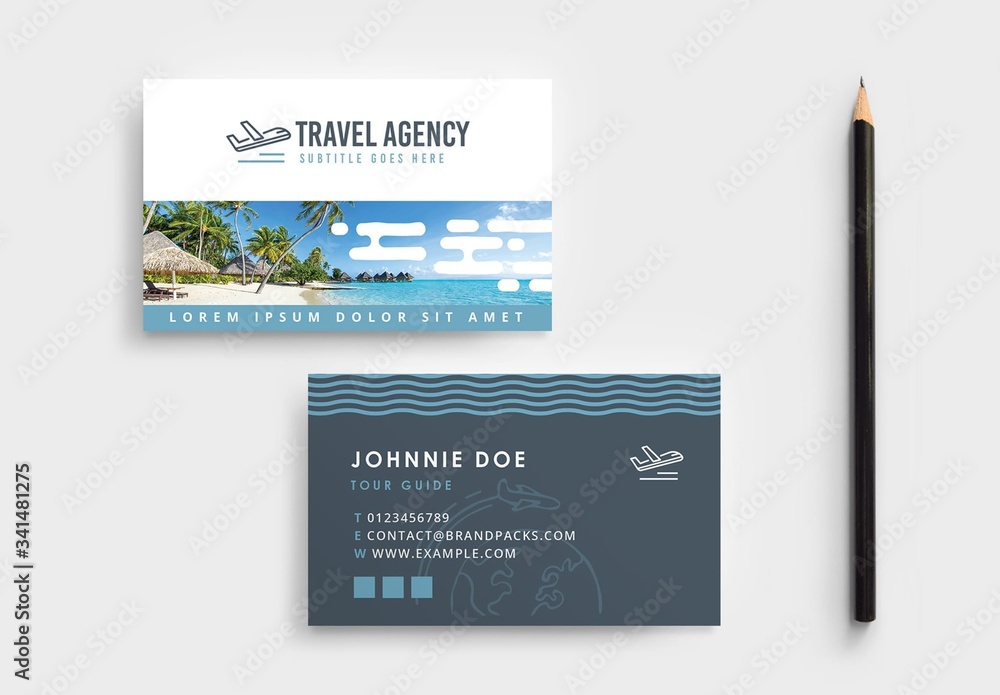 Travel Agency Tour Guide Business Card Layout Stock Template | Adobe Stock