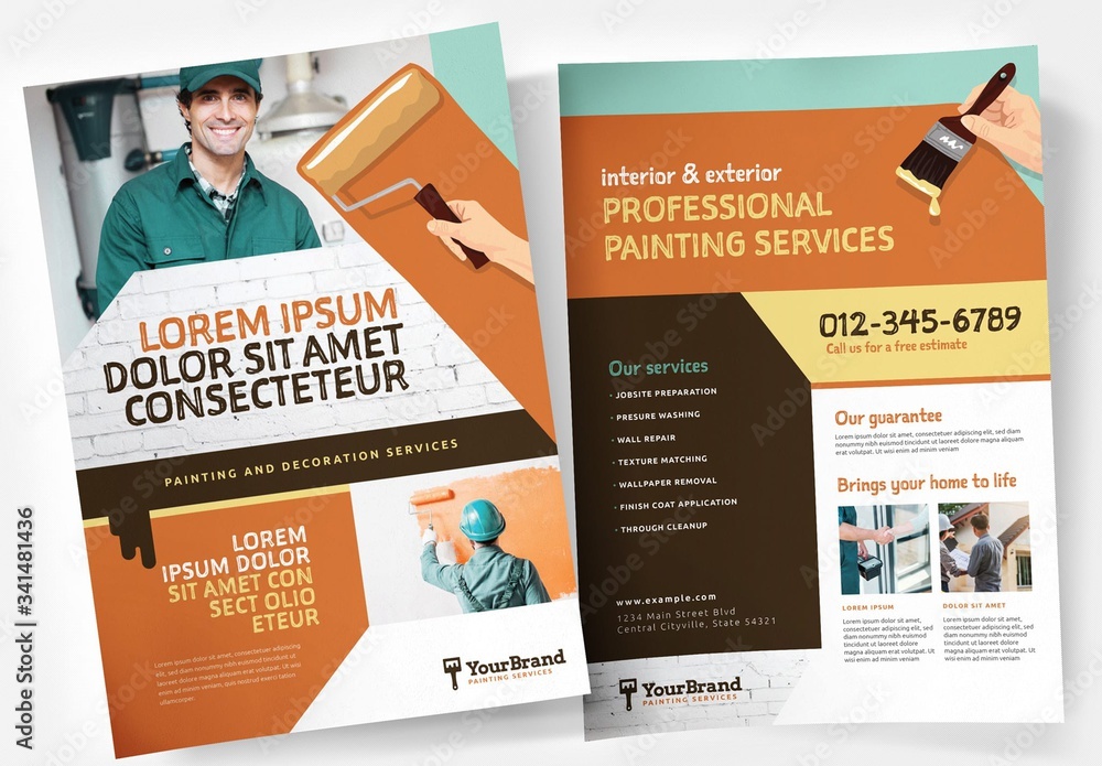 Painting Service Poster Layouts Stock Template | Adobe Stock