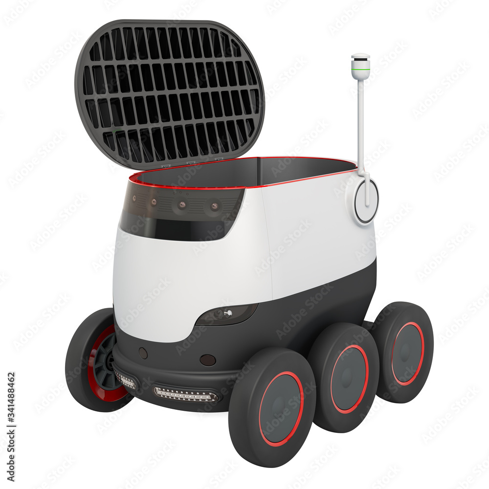 Autonomous delivery robot. 3D rendering Stock Illustration | Adobe Stock