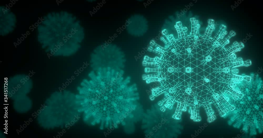 Coronavirus Covid-19 Digital Model Black Background. 3d Animation of ...