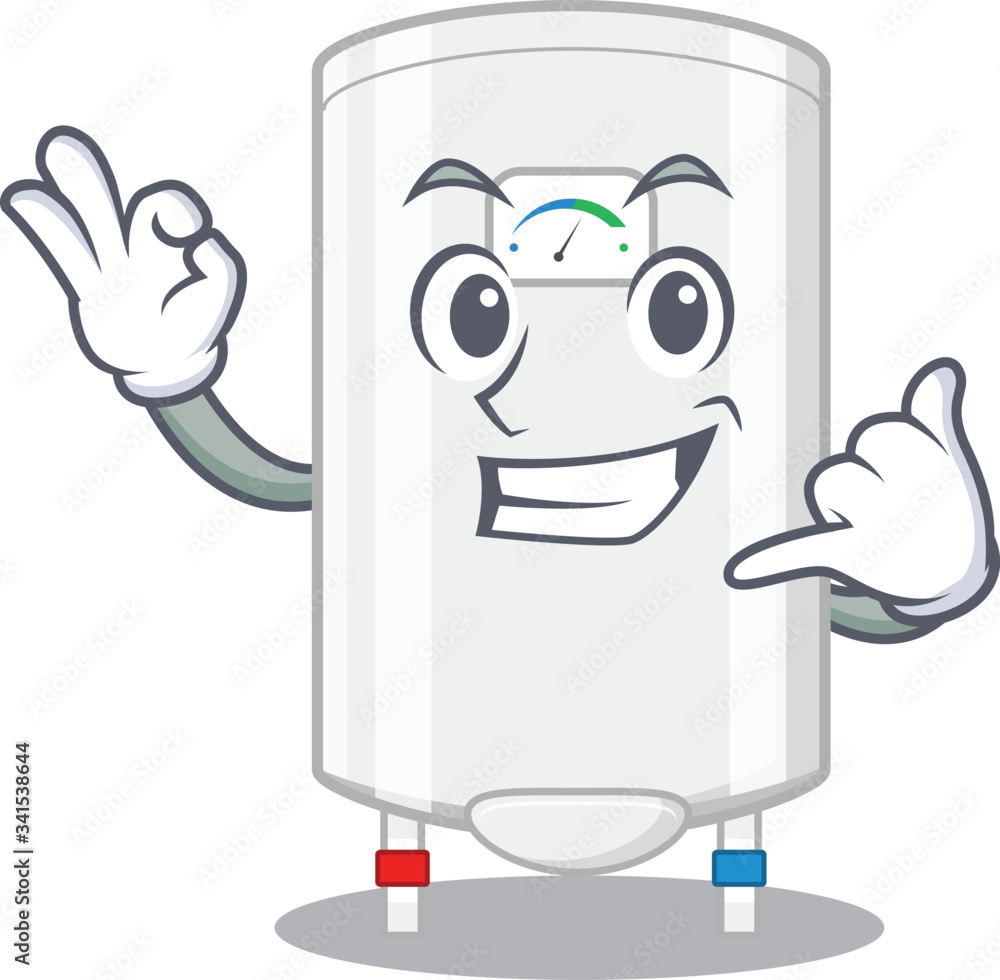 Cartoon design of gas water heater with call me funny gesture Stock ...