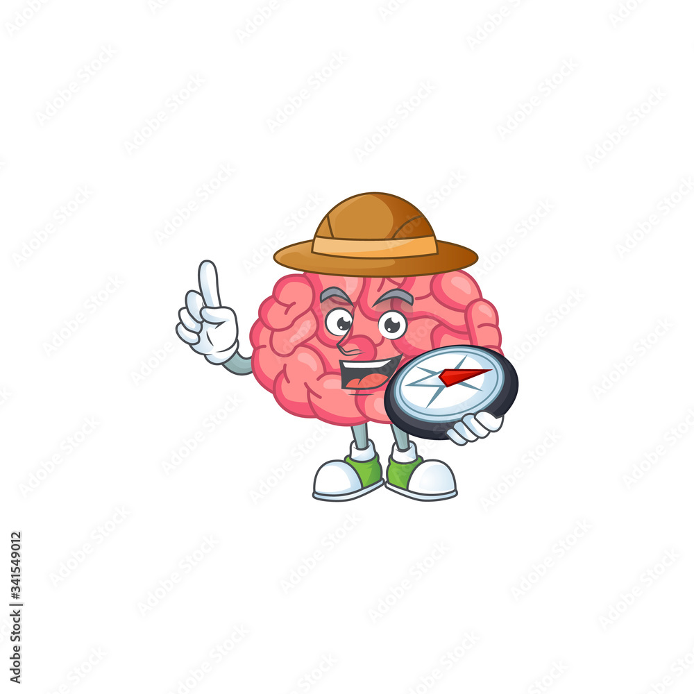 World explorer brain cartoon design style using compass Stock Vector ...