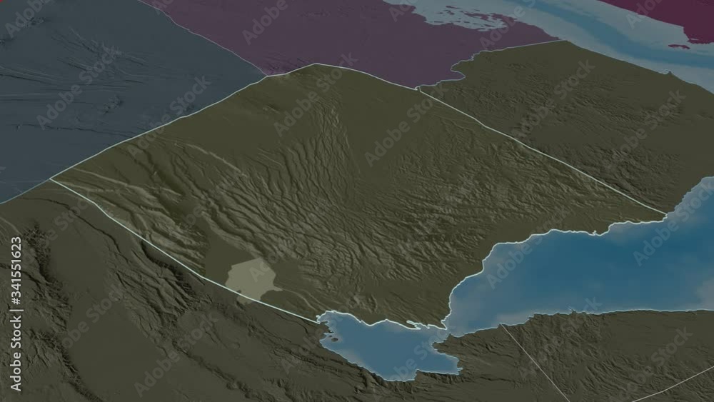 Tadjourah, region with its capital, zoomed and extruded on the ...