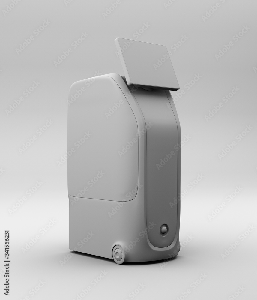 Clay rendering of medical delivery robot. Infection prevention concept ...