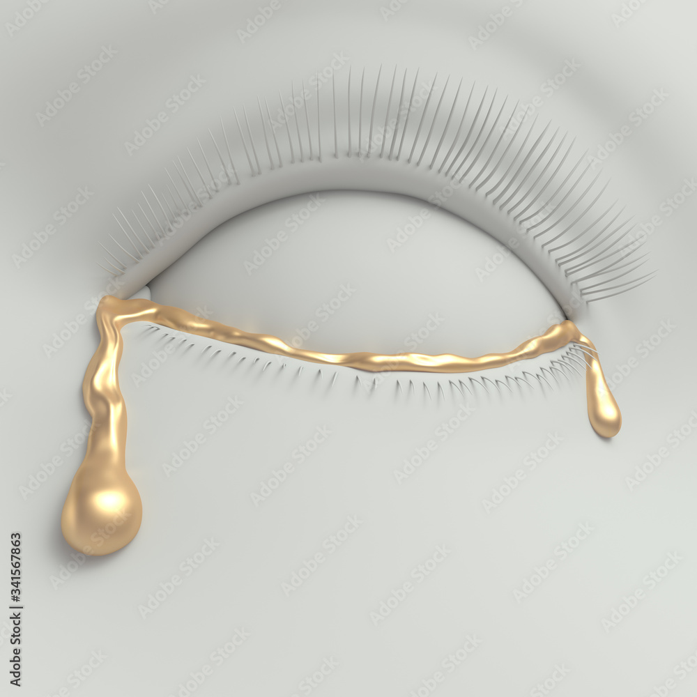 Golden tear. 3d rendering. Stock Illustration | Adobe Stock