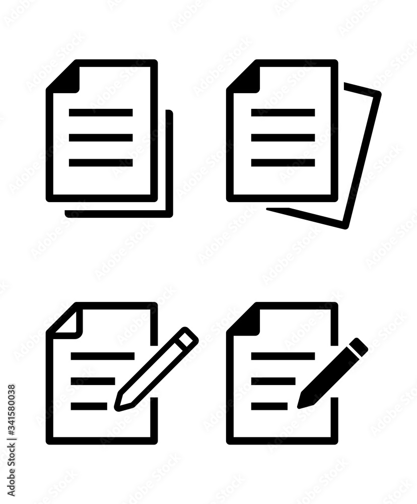 書類データとペンのアイコンセット Stock Vector | Adobe Stock