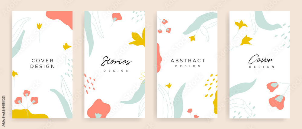 Social media stories and post cover design vector set. Background ...