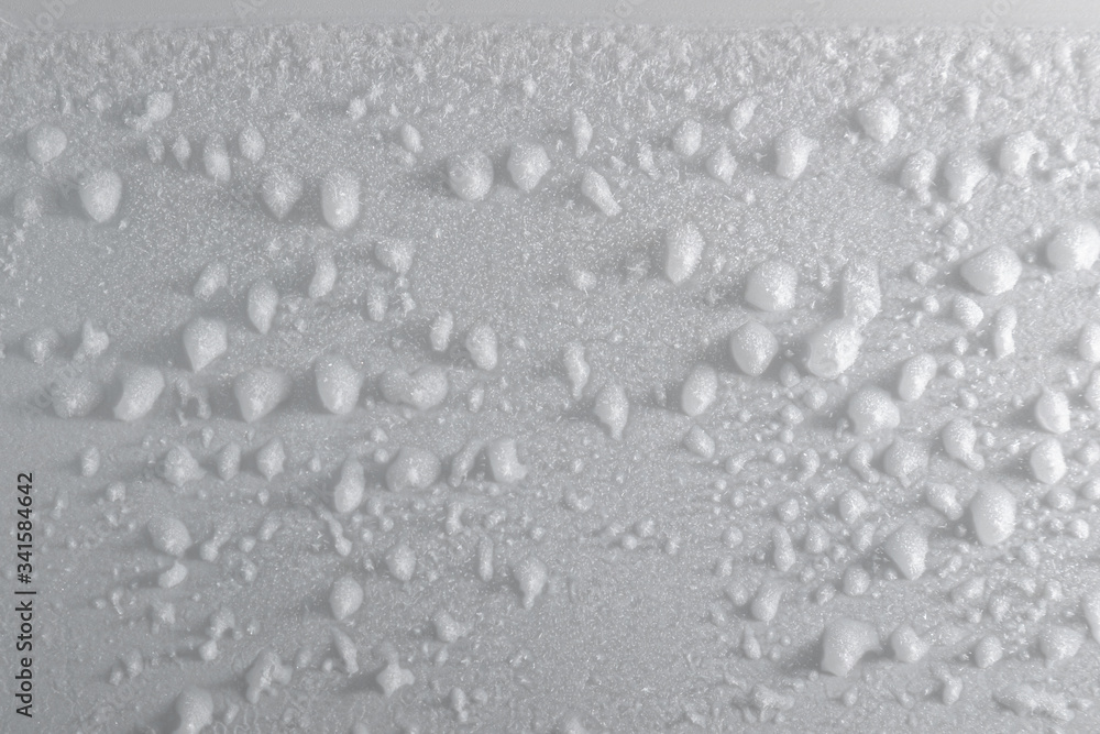 Ice coating on the back wall. Inside the refrigerator. Stock Photo ...