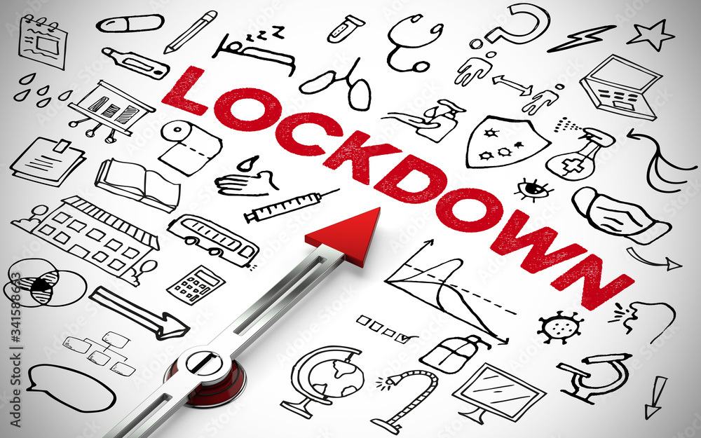 Lockdown als Maßnahme gegen Covid-19 und Coronavirus Stock Illustration ...