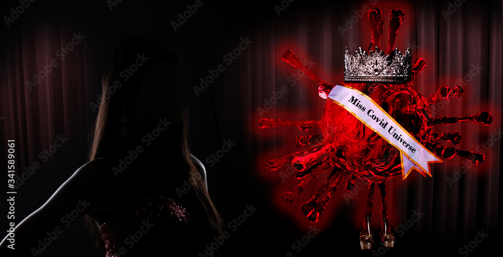 Diamond Silver Crown on head of silhouette Miss Pageant Beauty Contest ...