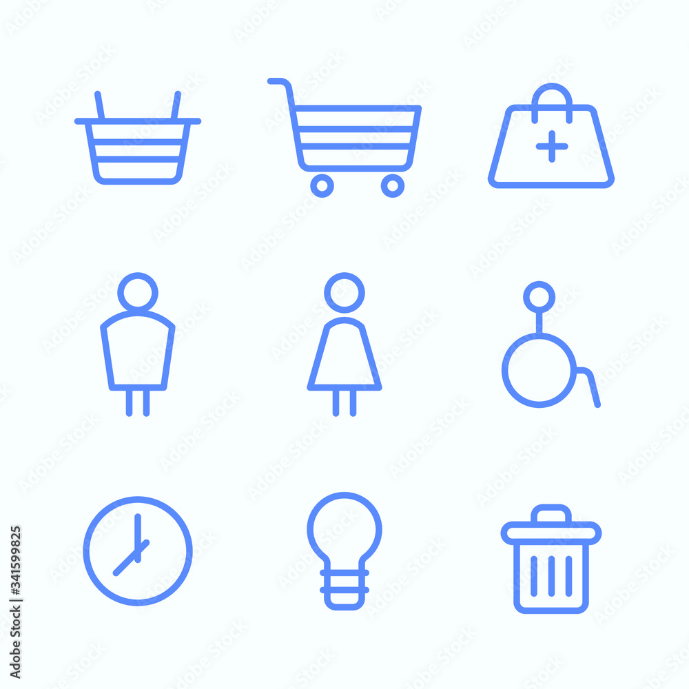 Shopping mall signage items. Shopping icon set for the web and print ...