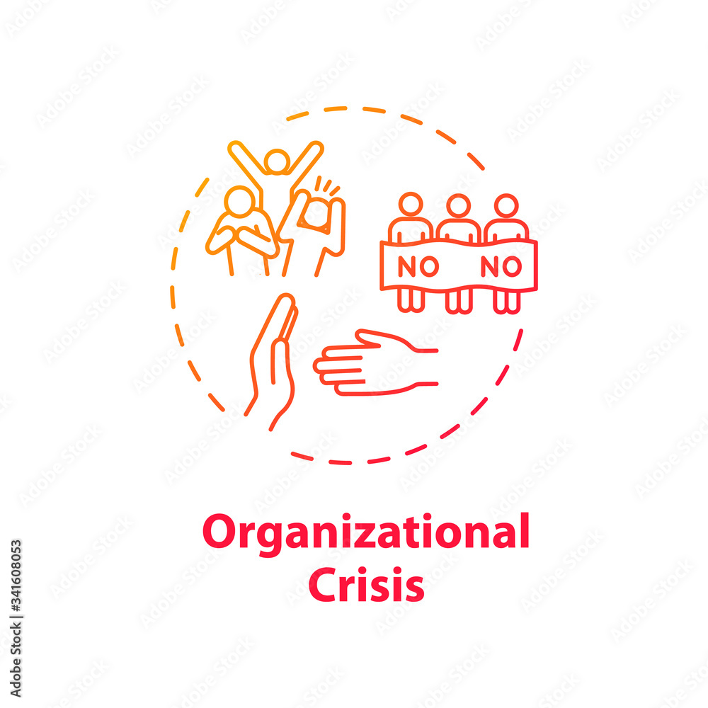 Organizational crisis concept icon. Social protest, civil unrest idea ...