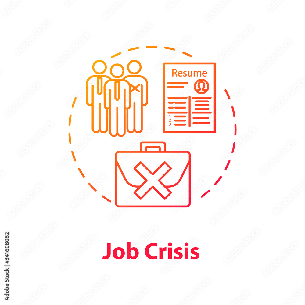 Job crisis concept icon. High unemployment rate, massive vacancy ...