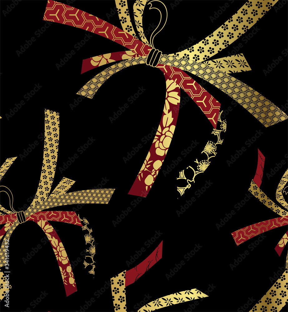 ribbon traditional geometric kimono seamless pattern vector sketch ...