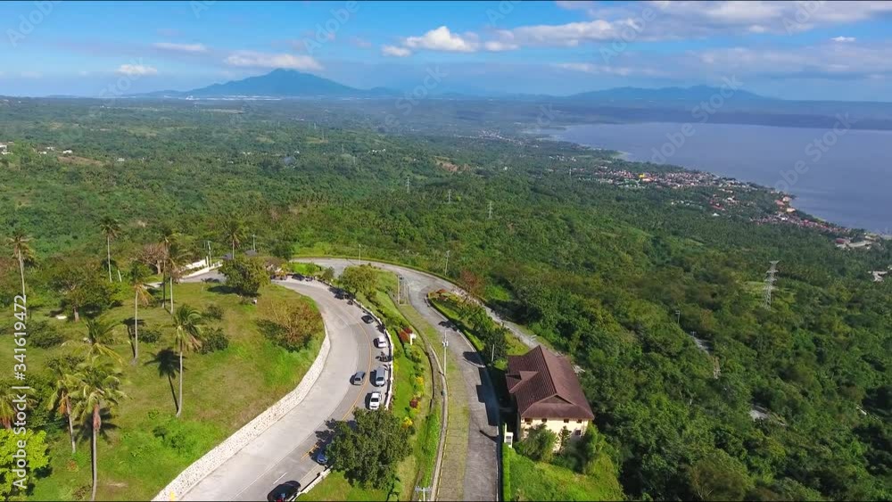 Drone Footage 4K Tropical Scenic Route of Hills With Roads And Cars ...