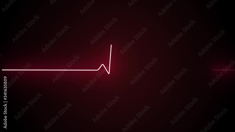 Neon heartbeat on black isolated background. 4k seamless loop animation ...