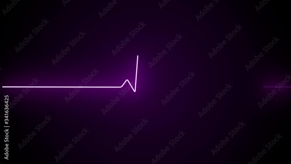 Neon heartbeat on black isolated background. 4k seamless loop animation ...