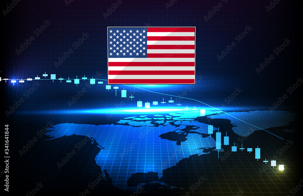 abstract background of futuristic technology usa flag world maps and ...