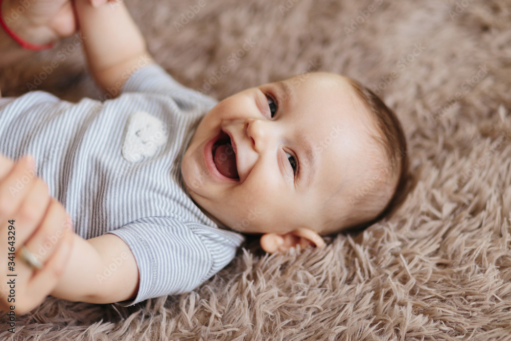 little child baby smiling portrait , happy, positive, cheerful, home ...