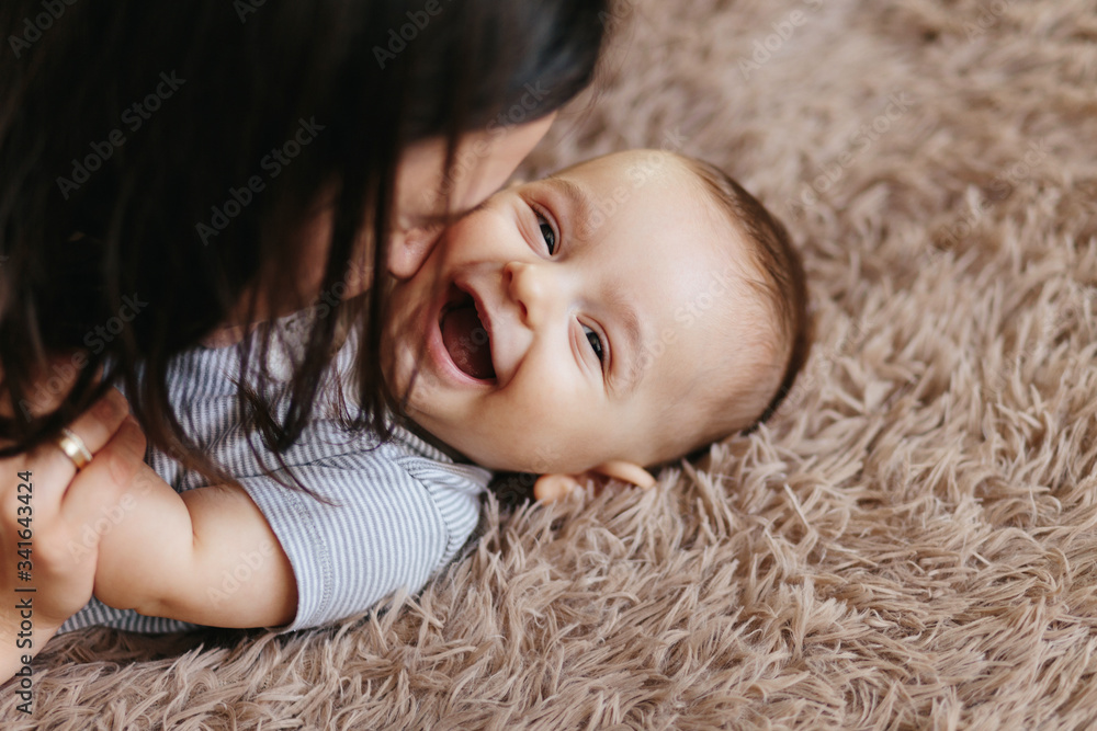 little child baby smiling portrait , happy, positive, cheerful, home ...