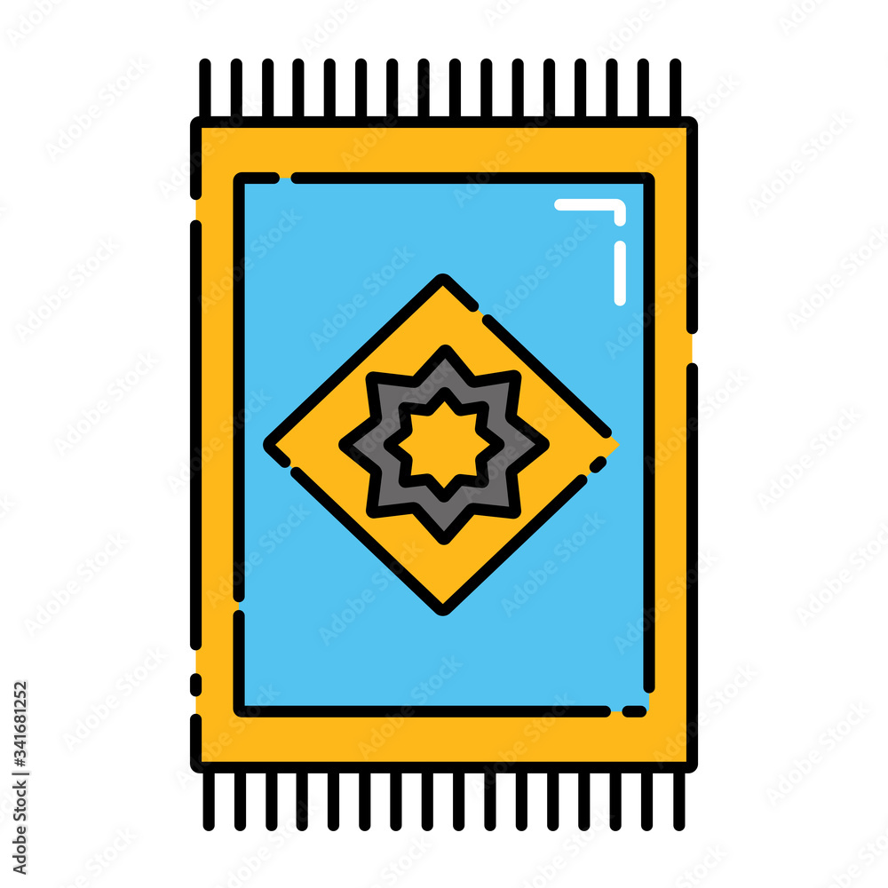 Prayer mat color line icon. Islamic Rug. Muslim Carpet. Arabic Pattern ...