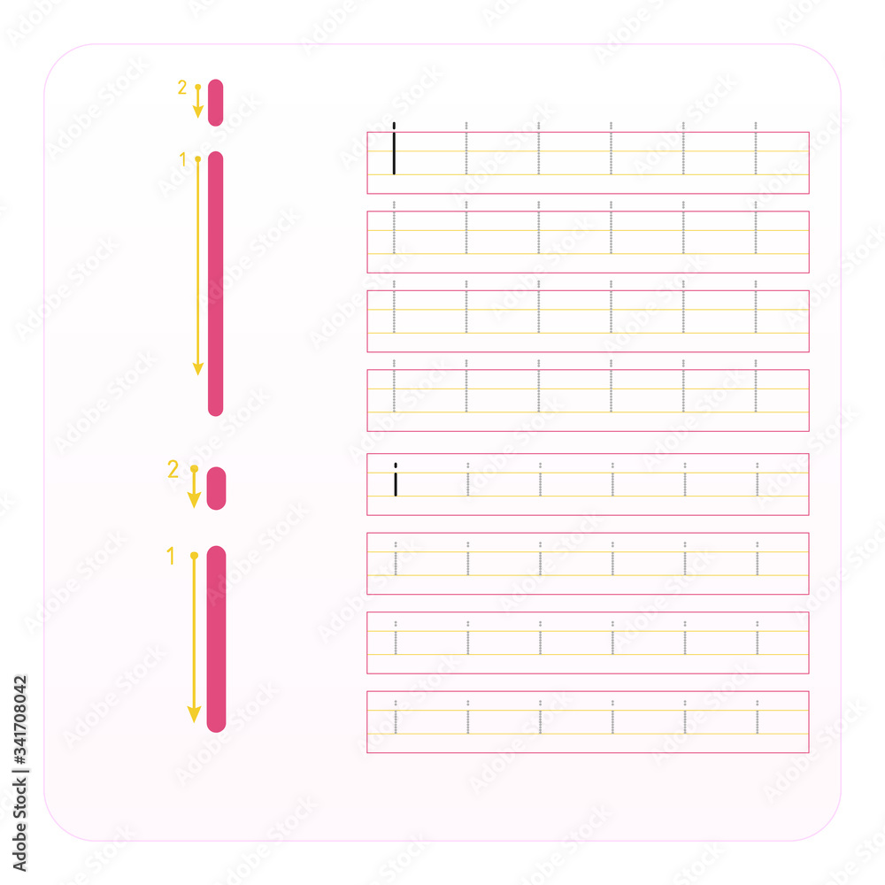 Writing practice letter İ Turkish character, kindergarten kids to ...