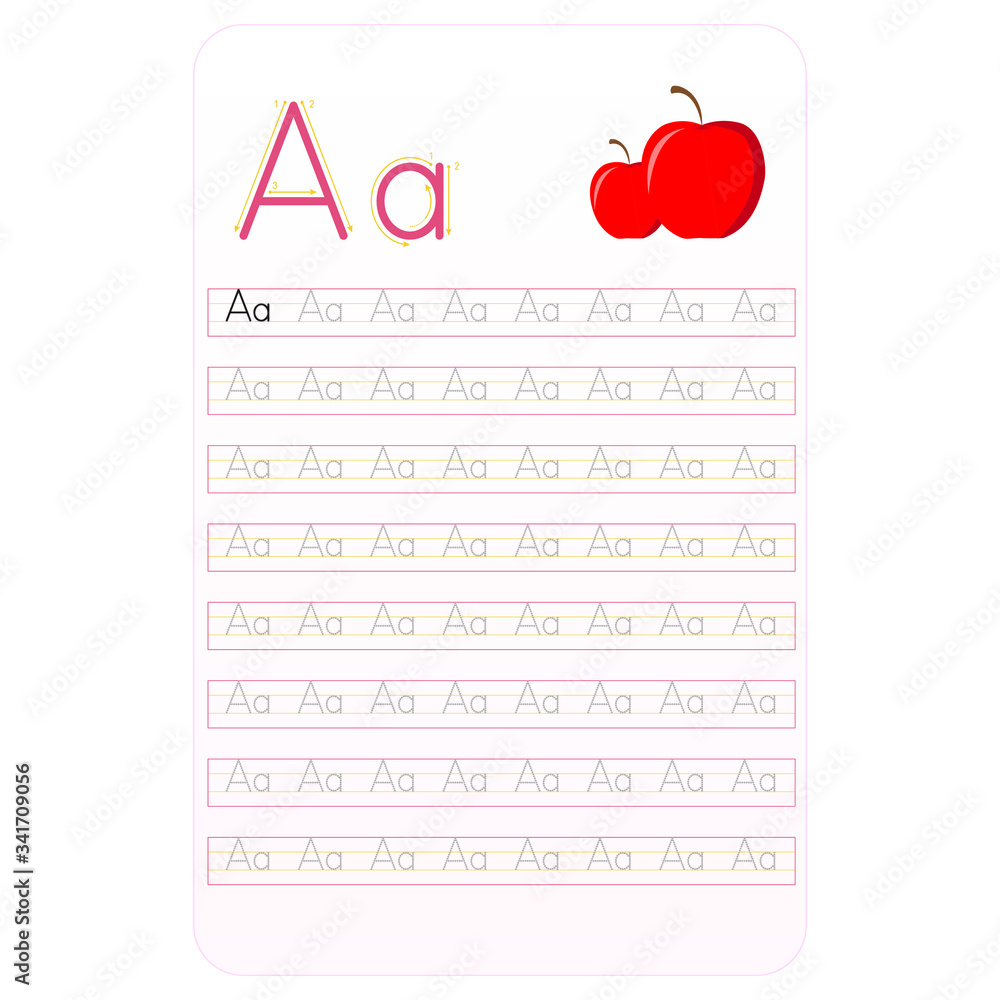 Writing practice letter A printable with clip art , kindergarten kids ...