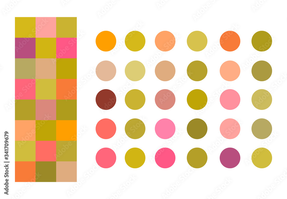 Summer bright color palette vector illustration set. Neon swatches ...