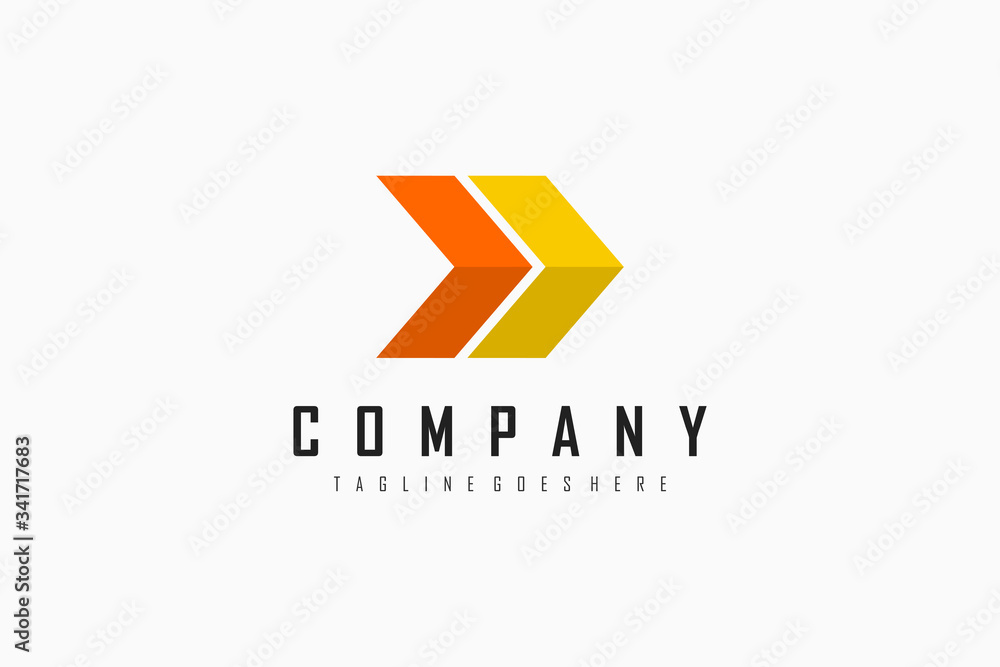 Double Arrow Icon. Geometric Right Arrows Origami Style. Usable for ...