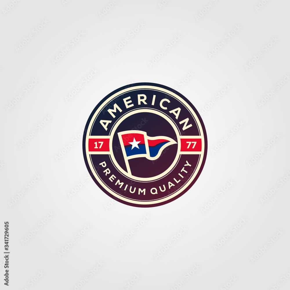 american flag premium badges logo illustration vector design Stock ...