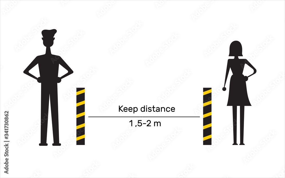 Keep distance sign. Coronovirus epidemic protective equipment ...