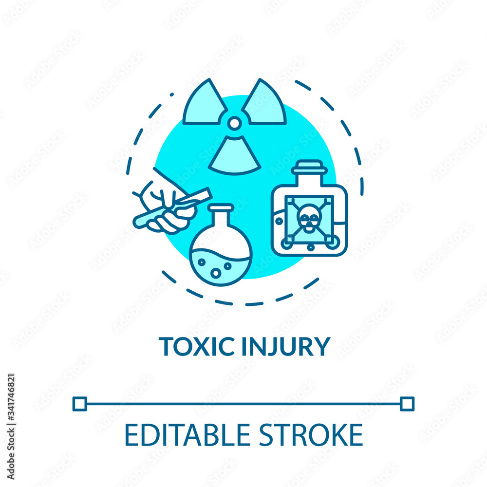 Toxic injury, intoxication concept icon. Traumatism, radiation ...