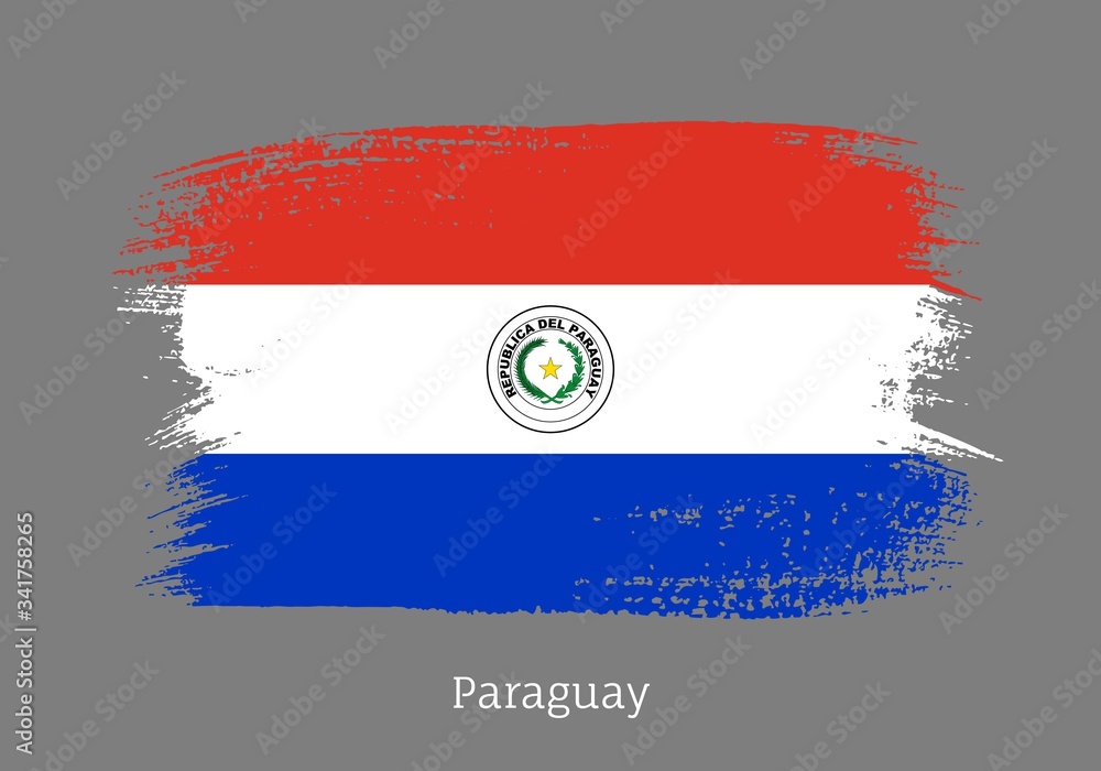 Paraguay republic official flag in shape of paintbrush stroke ...