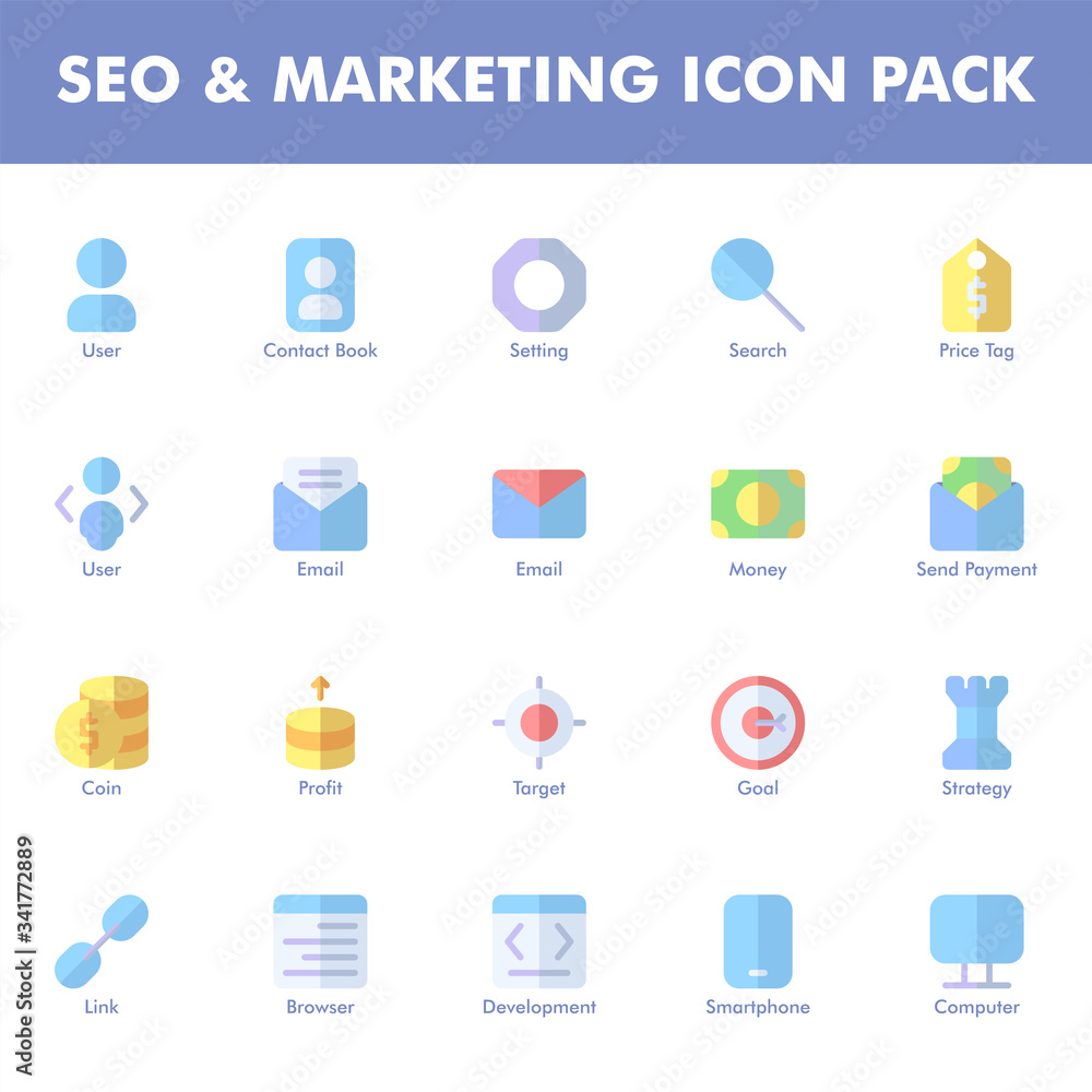 Seo & Marketing icon pack isolated on white background. for your web ...