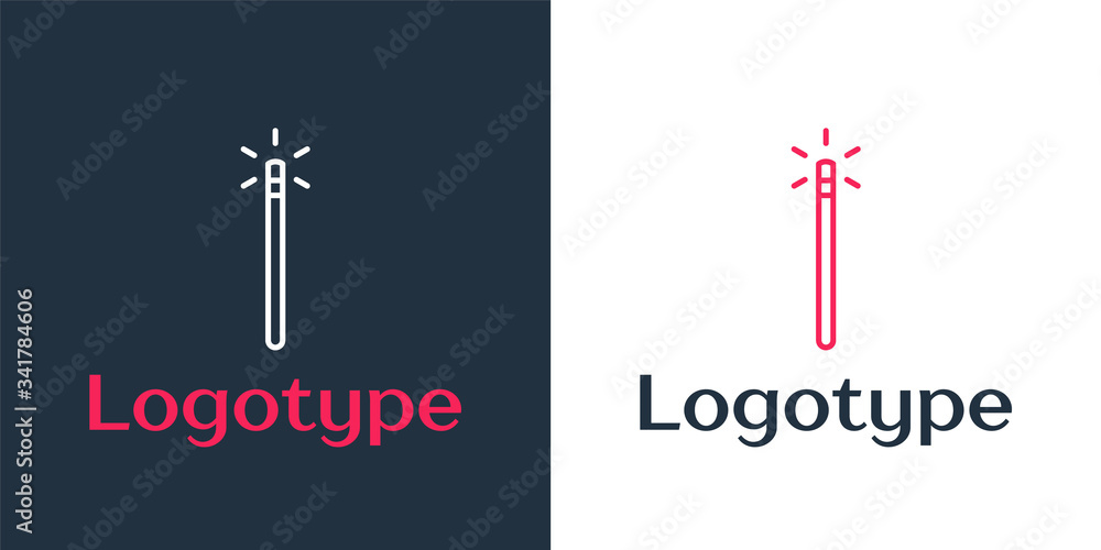 Logotype line Magic wand icon isolated on white background. Star shape ...